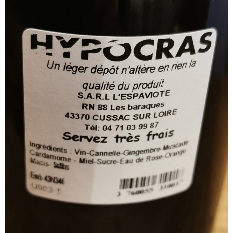 hypocras rouge bouteille de 75 cl